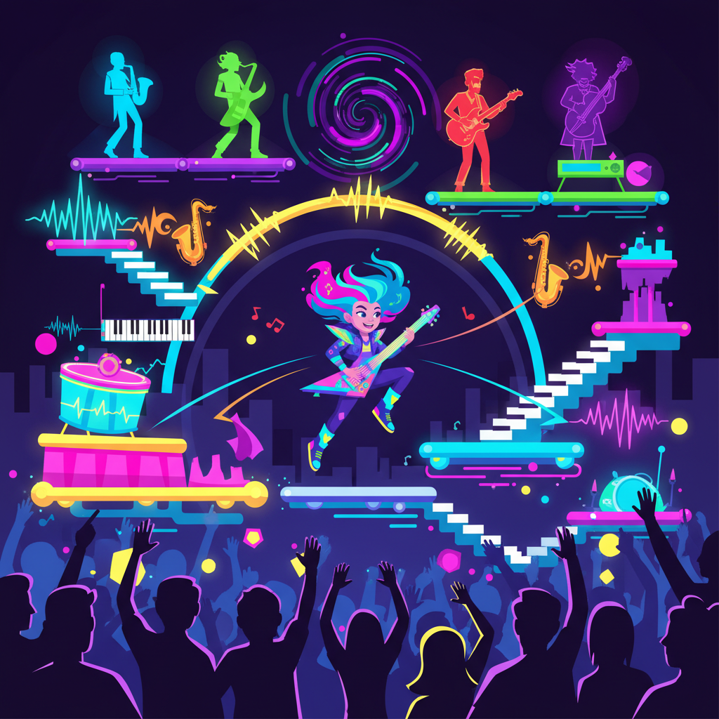 Neon Beat Revue - Rhythm Platformer by Jabali AI