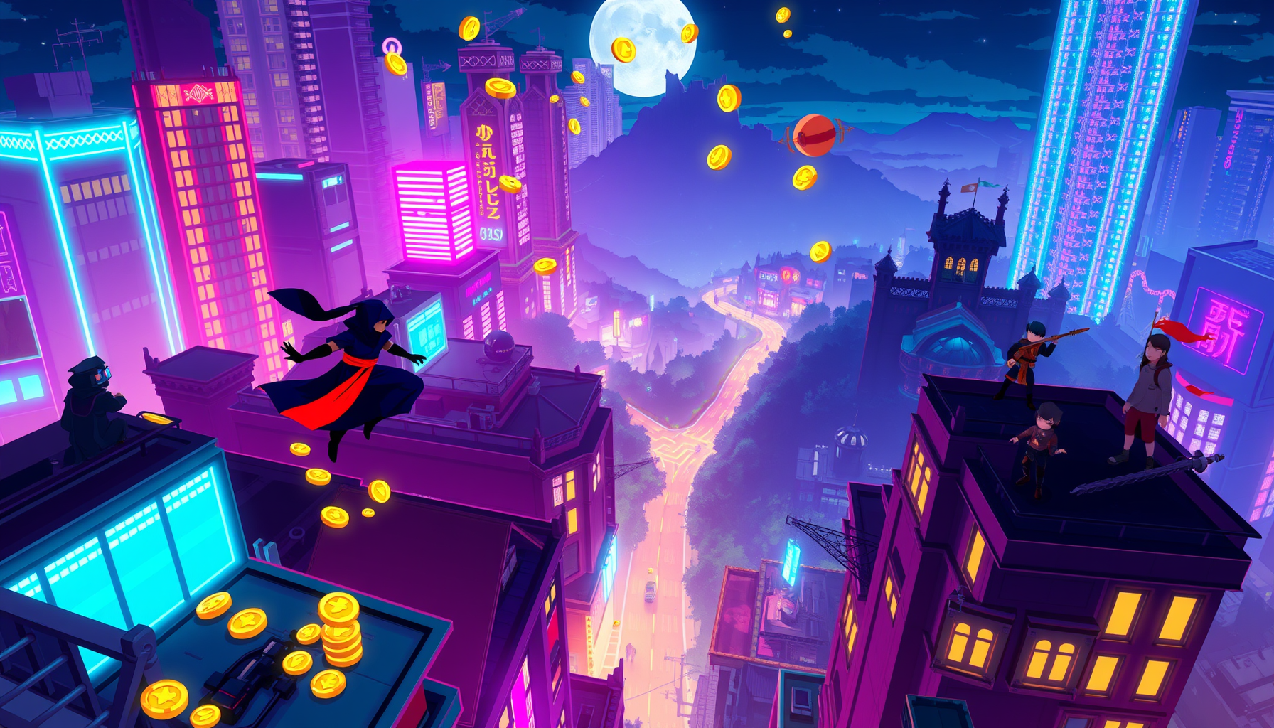 Neon Rooftop Ninja - Adventure RPG by Jabali AI