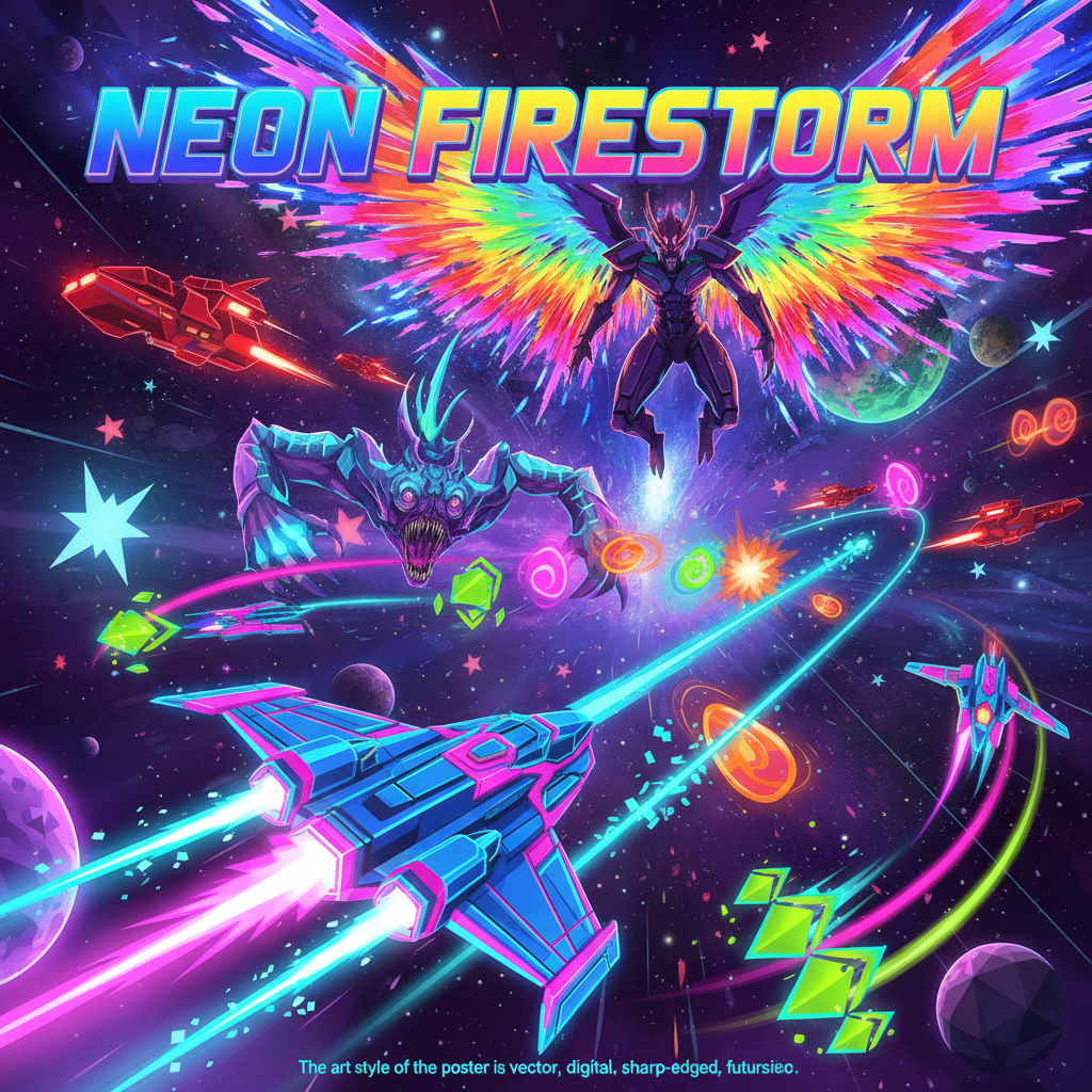 Neon Firestorm - Fixed Shooter Arcade by Jabali AI