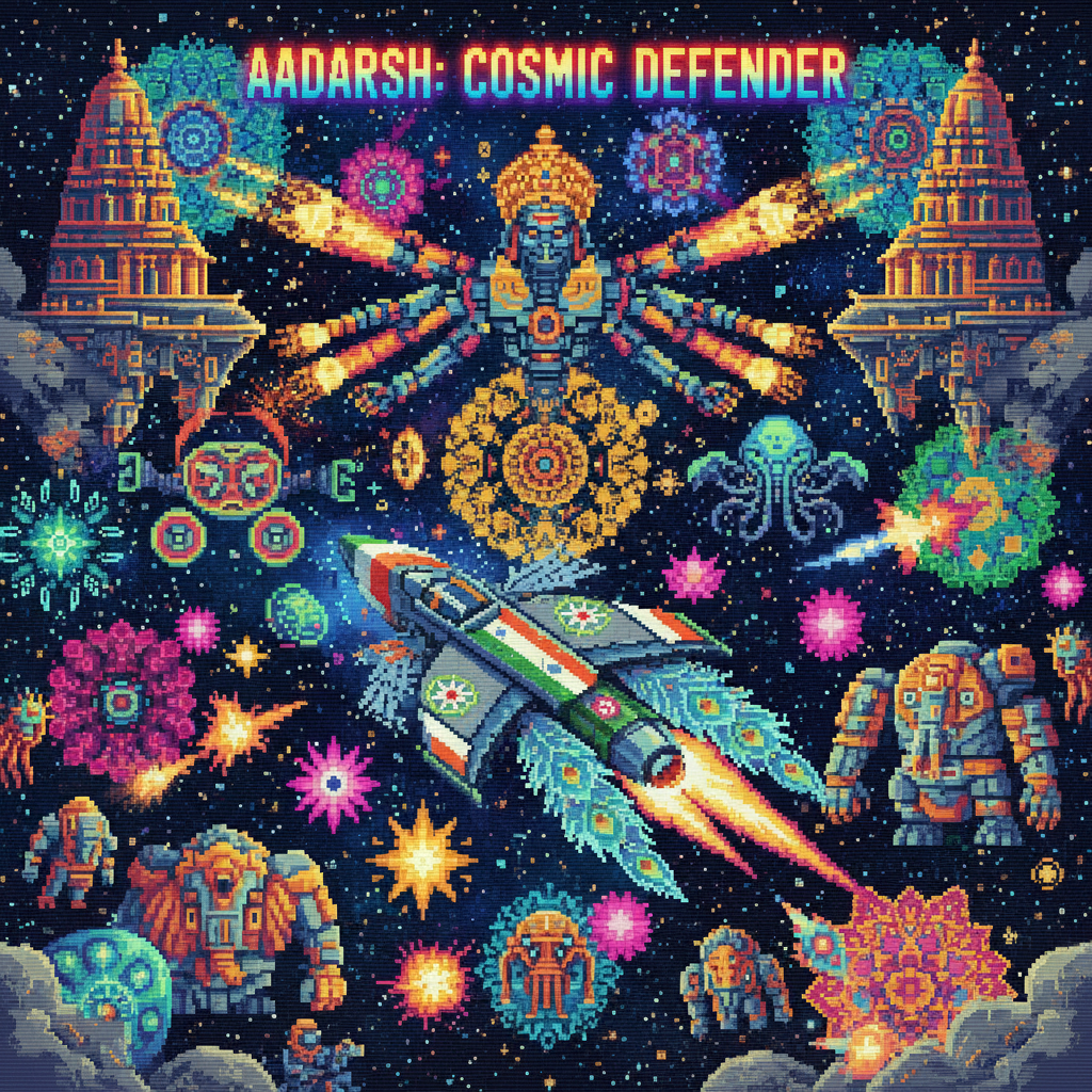 Aadarsh: Cosmic Defender - Fixed Shooter Arcade by Jabali AI