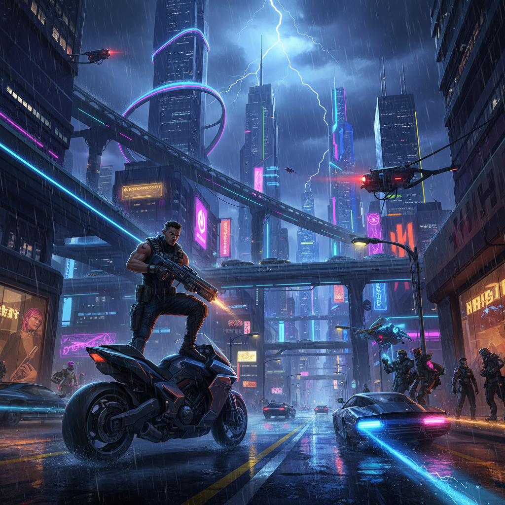 Neon Tempest Rising - 3D Open World by Jabali AI