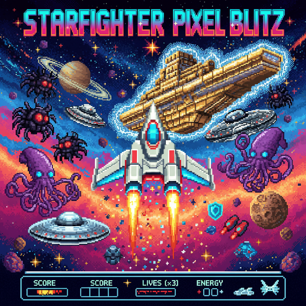 Starfighter Pixel Blitz - Fixed Shooter Arcade by Jabali AI