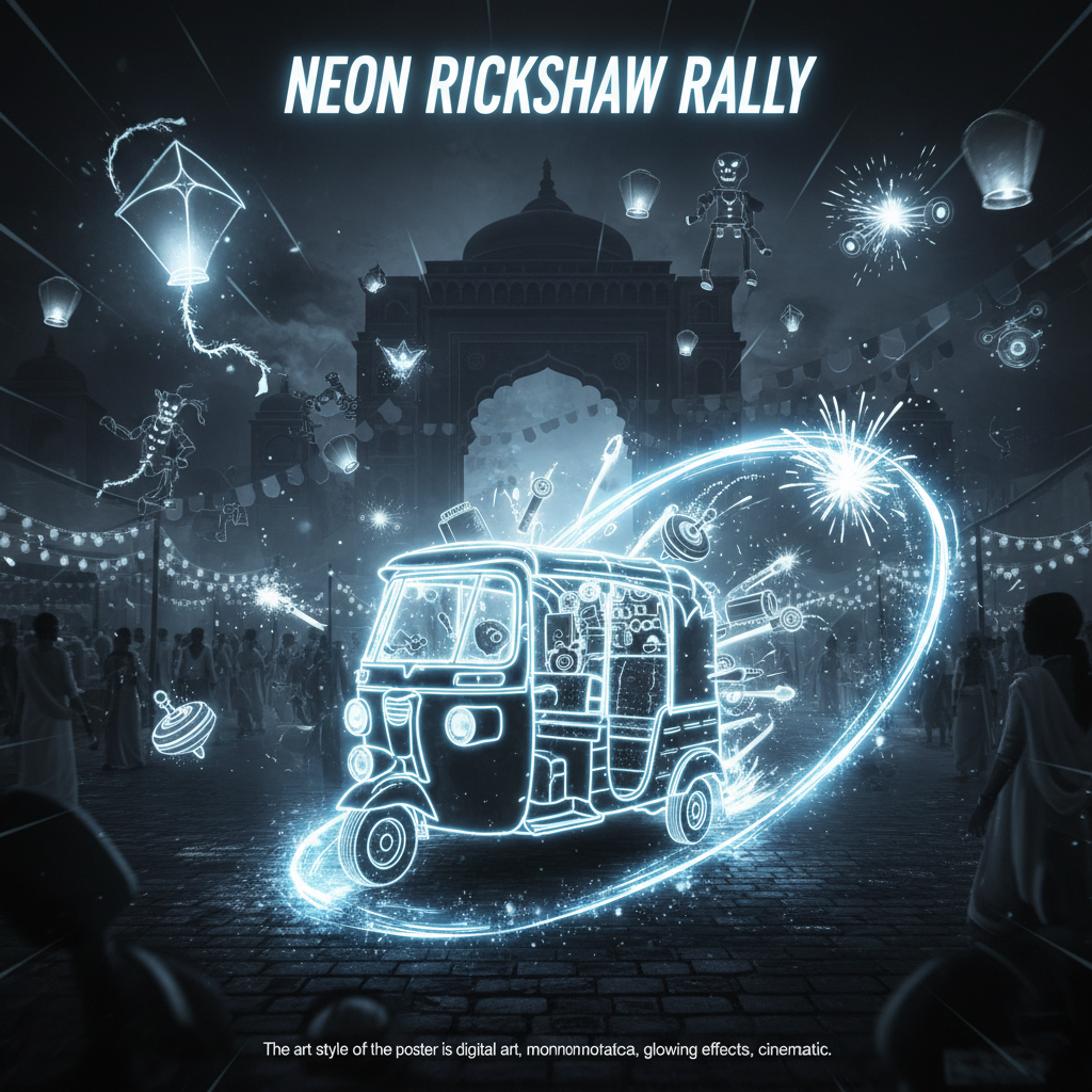 Neon Rickshaw Rally - Fixed Shooter Arcade by Jabali AI