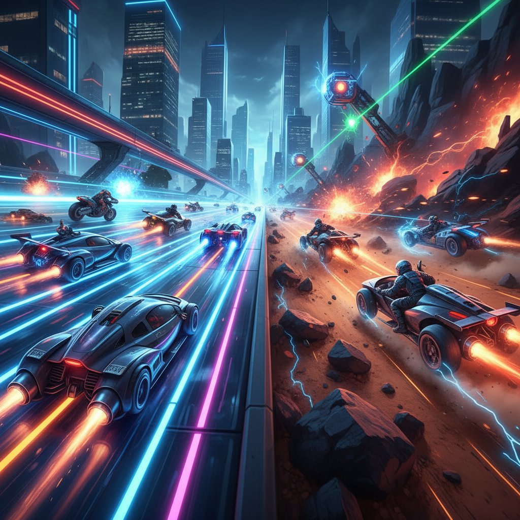 Neon Velocity: Turbo Carnage - 3D Racing by Jabali AI