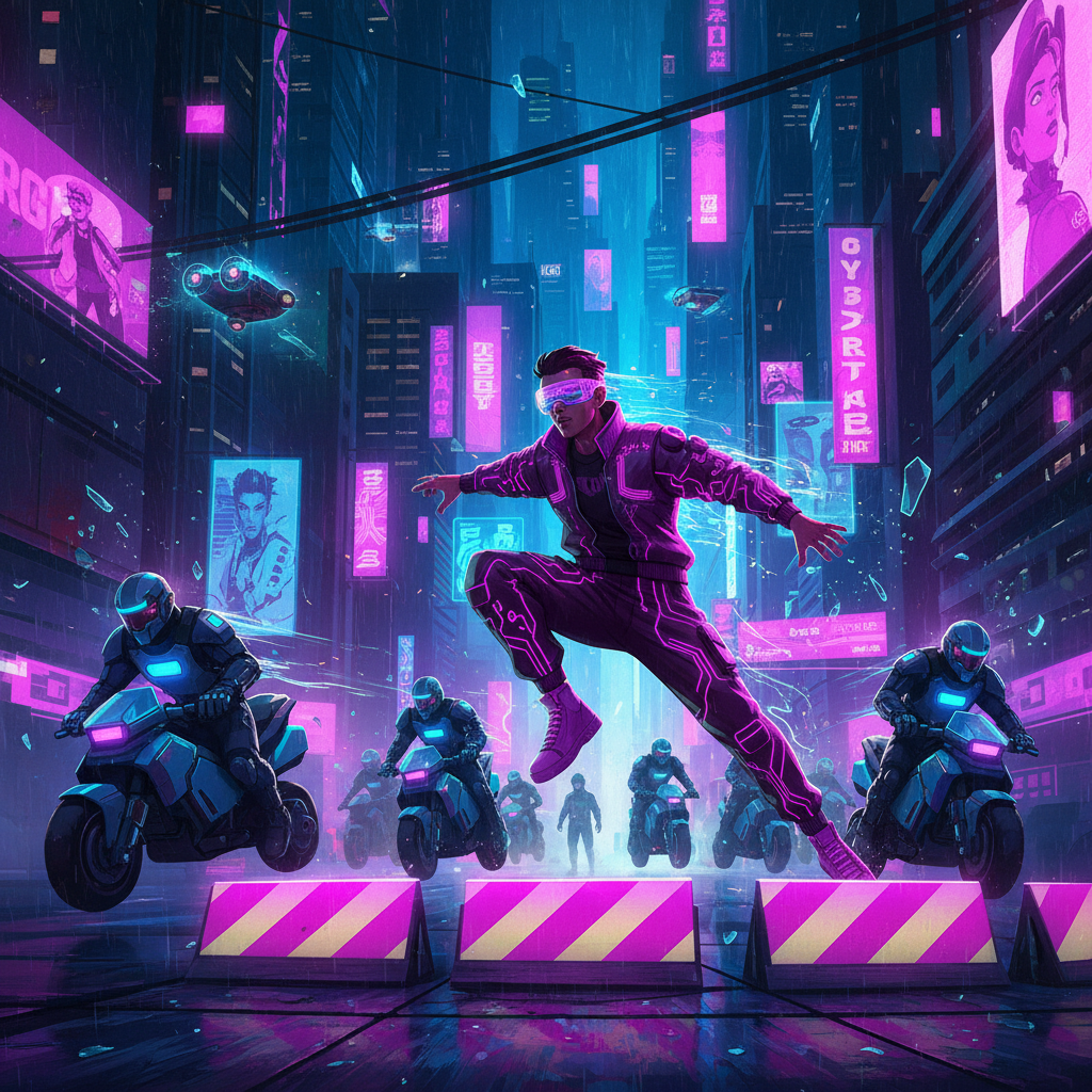 Neon Fugitive Circuit - Monster Chase by Jabali AI