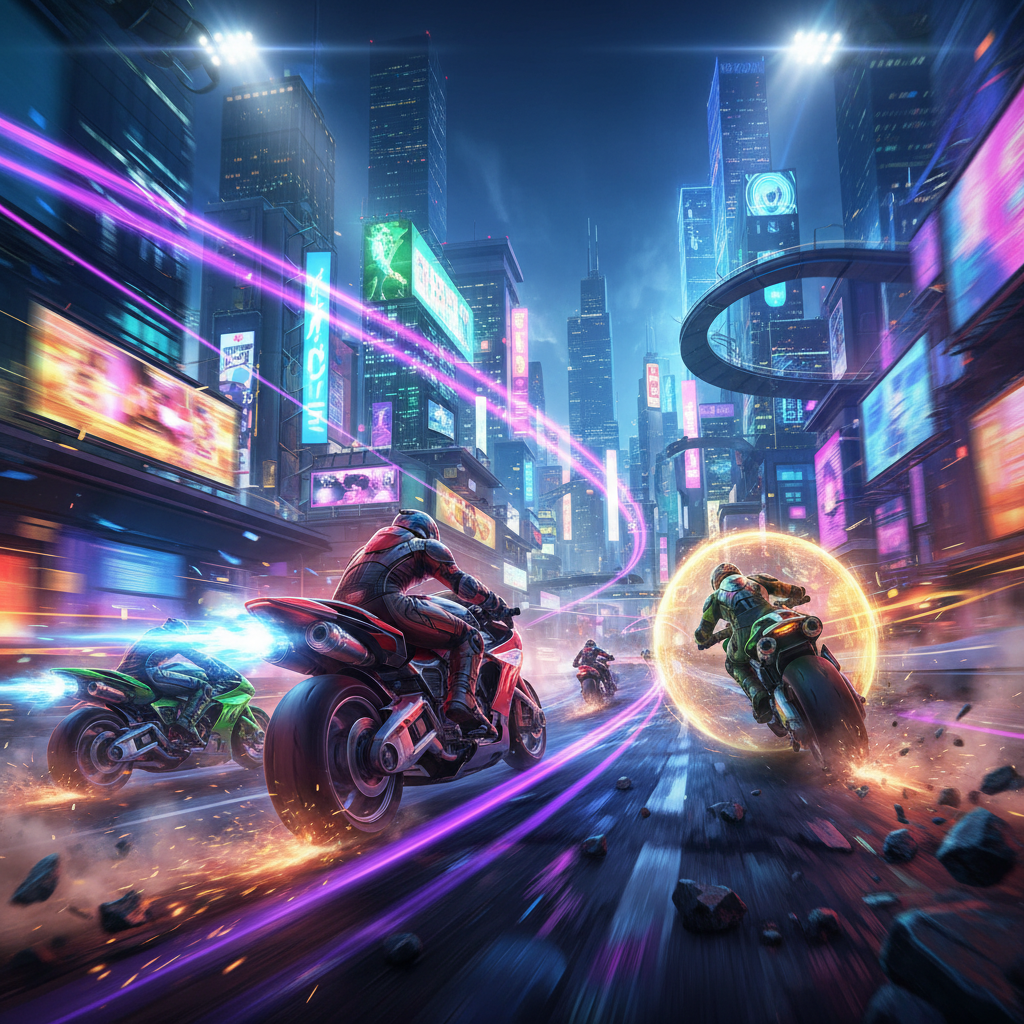 Neon Fury: Motor Combat - 3D Racing by Jabali AI