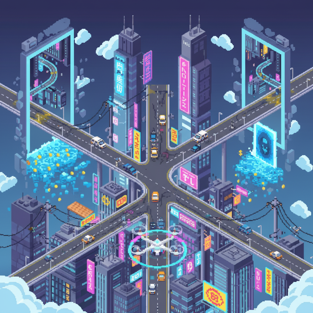 Neon Sky Crossing - Crossing Arcade by Jabali AI