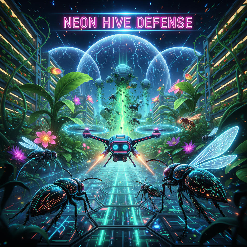 Neon Hive Defense - Fixed Shooter Arcade by Jabali AI