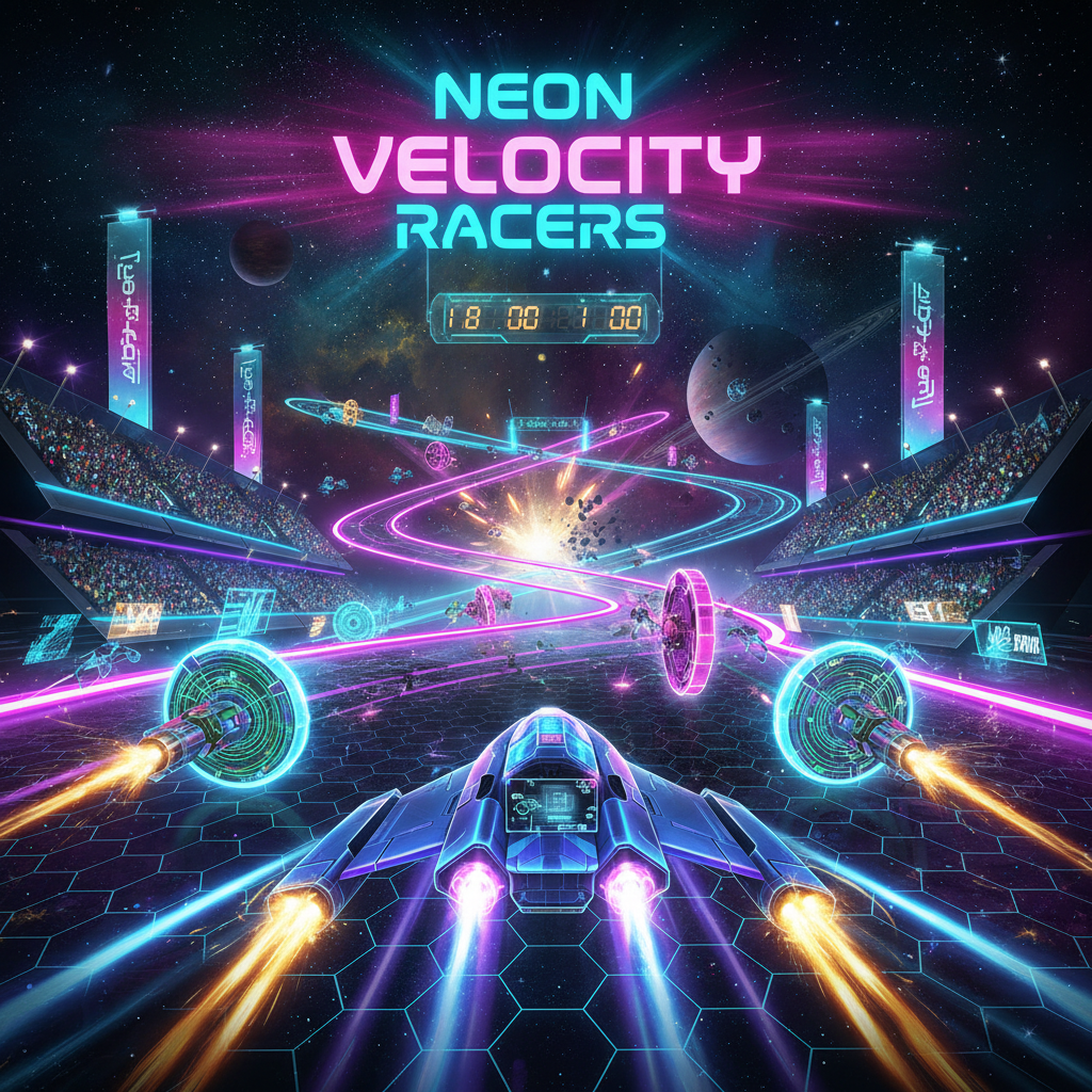 Neon Velocity Racers - Fixed Shooter Arcade by Jabali AI