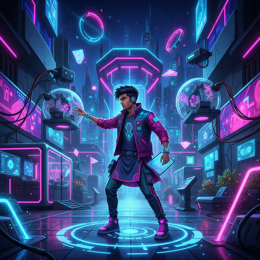 Neon Legacy Plaza - Dungeon Crawler RPG by Jabali AI
