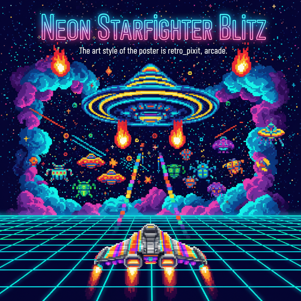 Neon Starfighter Blitz - Fixed Shooter Arcade by Jabali AI