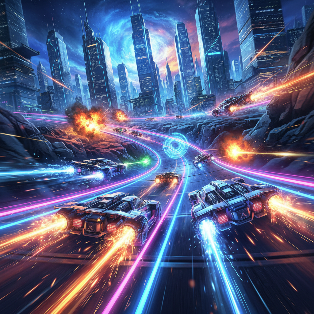 Neon Velocity: Battle Circuit - 3D Racing by Jabali AI