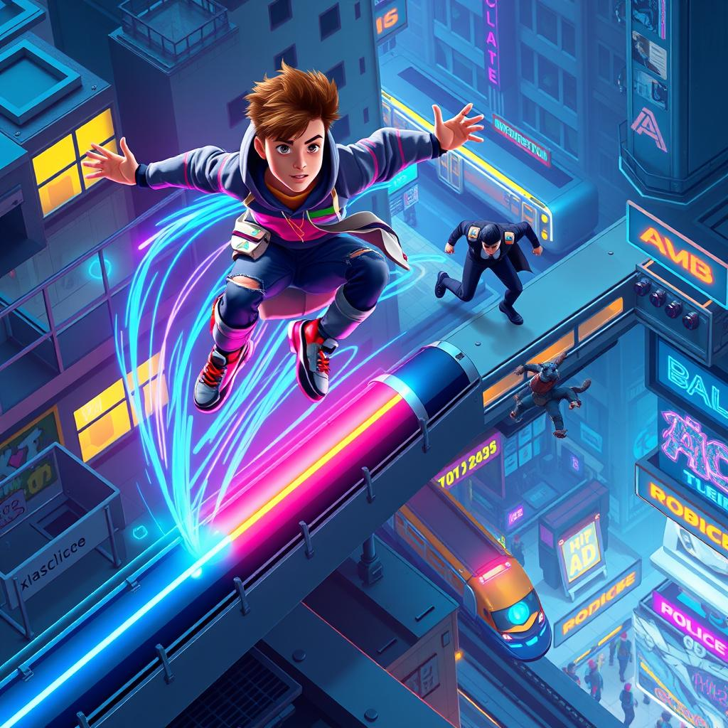 Neon Rail Rush - Rhythm Platformer by Jabali AI