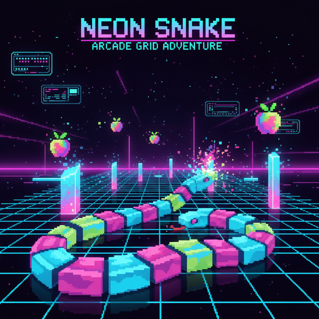 Neon Grid Snake - Crossing Arcade by Jabali AI