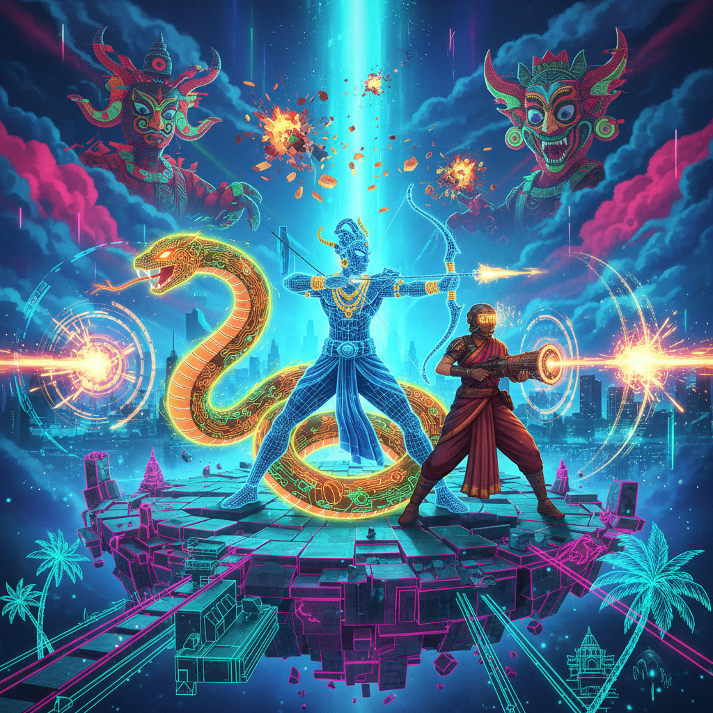 Wireframe Wardens: Urban Daivas - Directional Shooter by Jabali AI