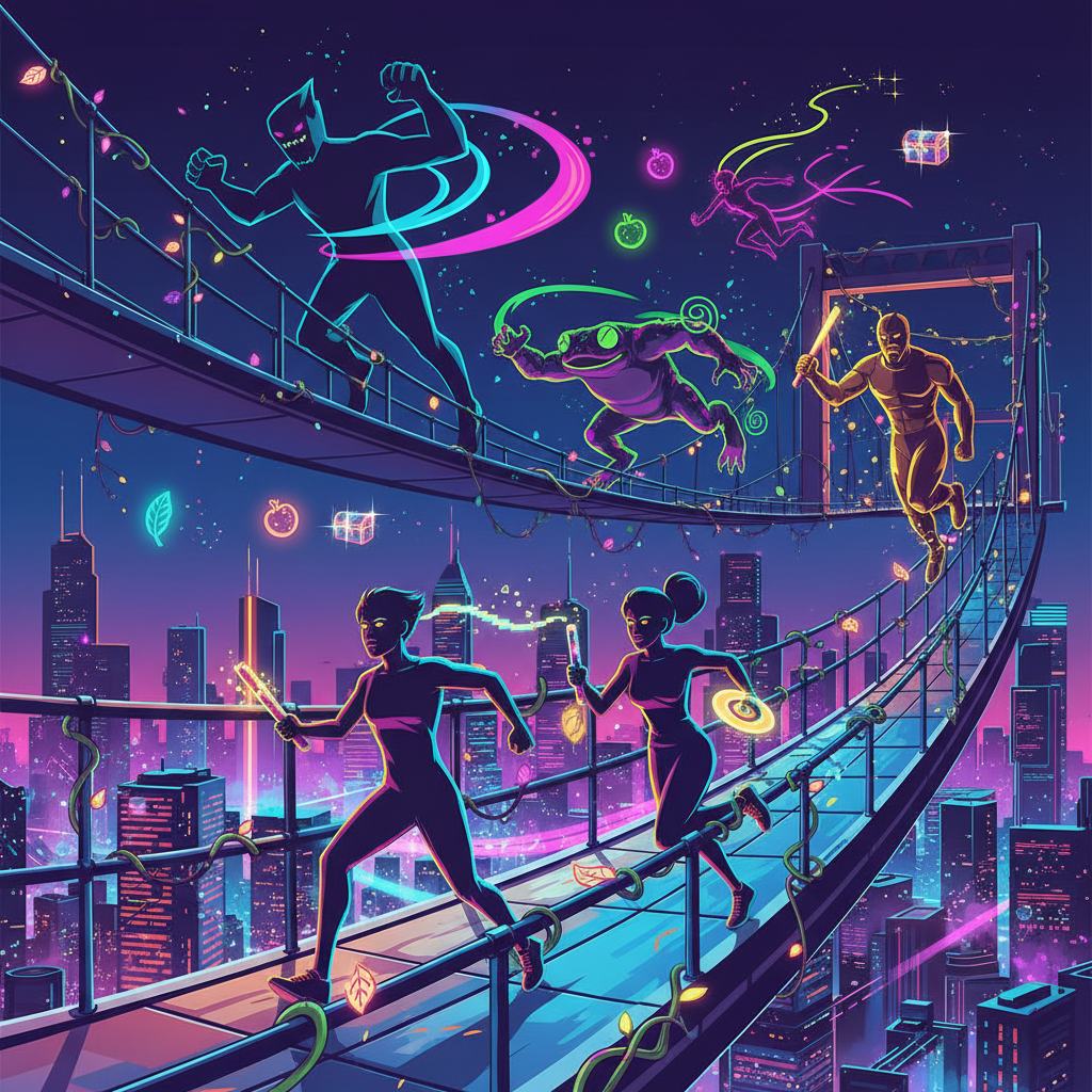 Neon Bridge Rally - Monster Chase by Jabali AI