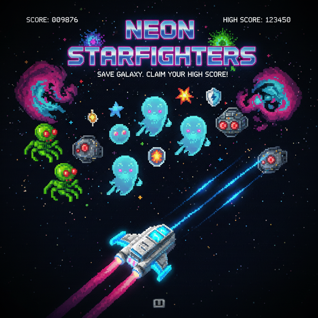 Neon Starfighters - Fixed Shooter Arcade by Jabali AI