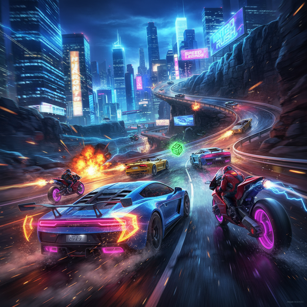 Neon Rivals: Combat Racing - 3D Racing by Jabali AI