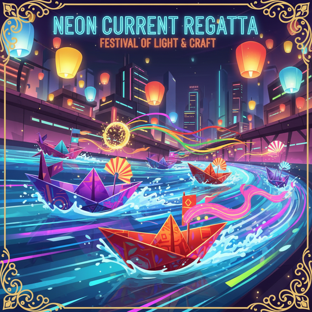 Neon Origami Regatta - 3D Racing by Jabali AI