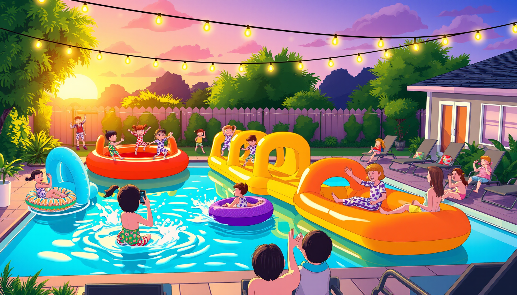 Pajama Pool Party Paddlers - Crossing Arcade by Jabali AI
