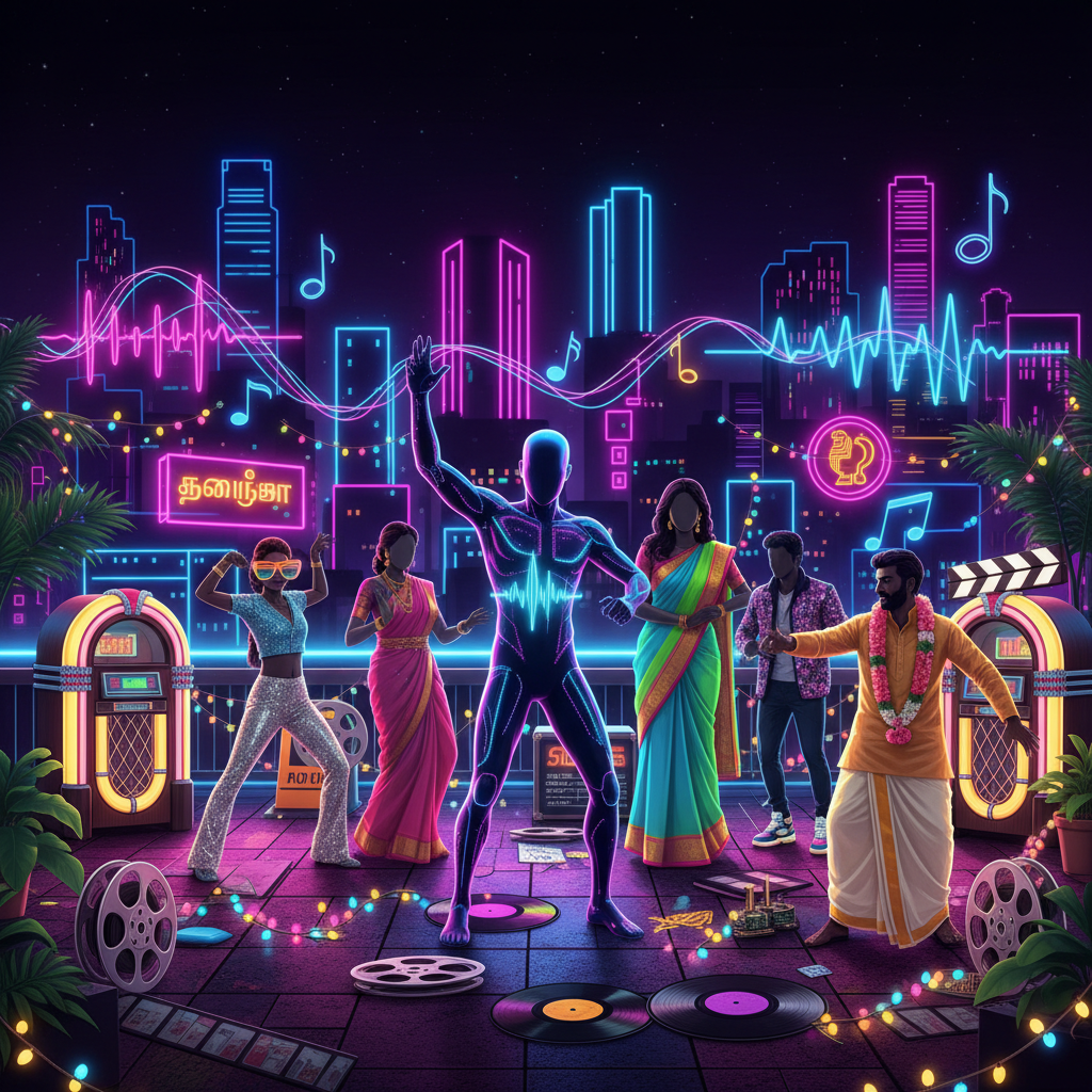 Neon Kollywood Jukebox - Trivia Game by Jabali AI