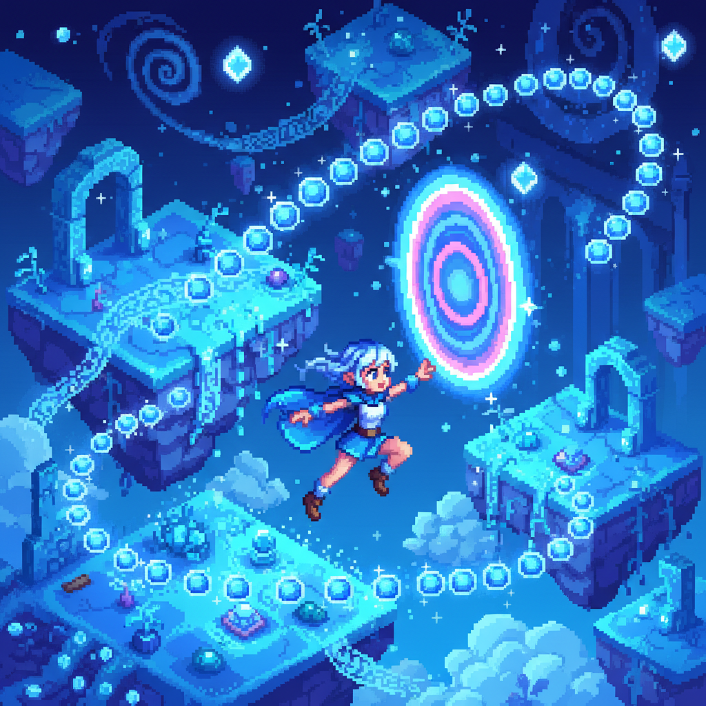 Gemstride Blue Realms - Rhythm Platformer by Jabali AI