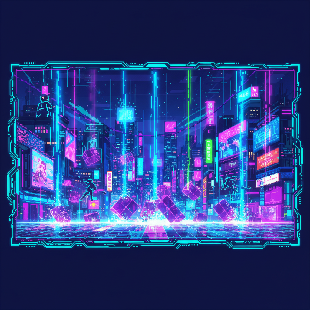 Neon Blockscape - create-from-scratch by Jabali AI