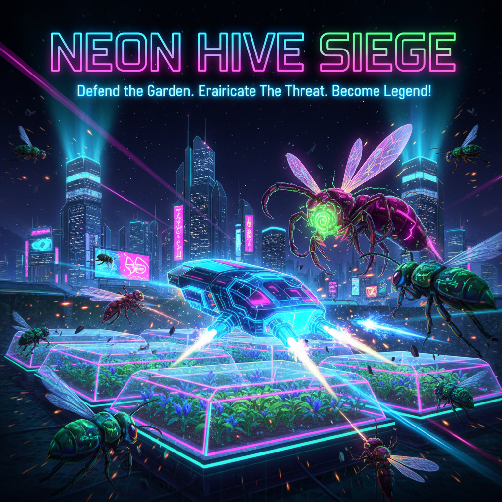 Neon Hive Siege - Fixed Shooter Arcade by Jabali AI
