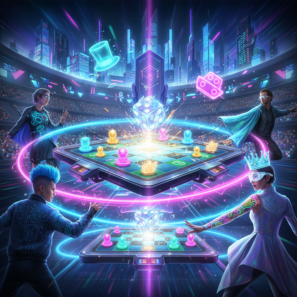 Neon Grid Ludo - Trivia Game by Jabali AI
