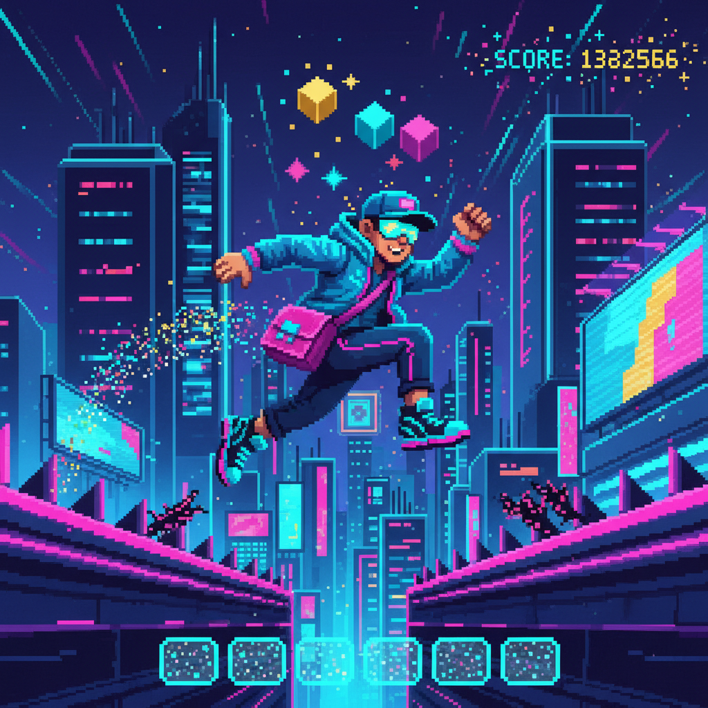 Pixel Courier: Neon Dash - Endless Tapping by Jabali AI