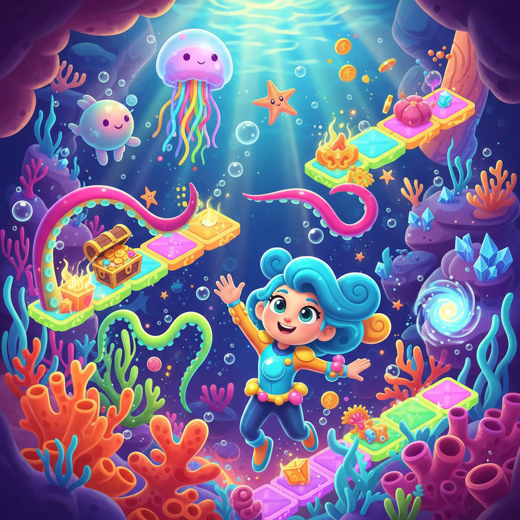 Aqua’s Glowing Quest - Rhythm Platformer by Jabali AI