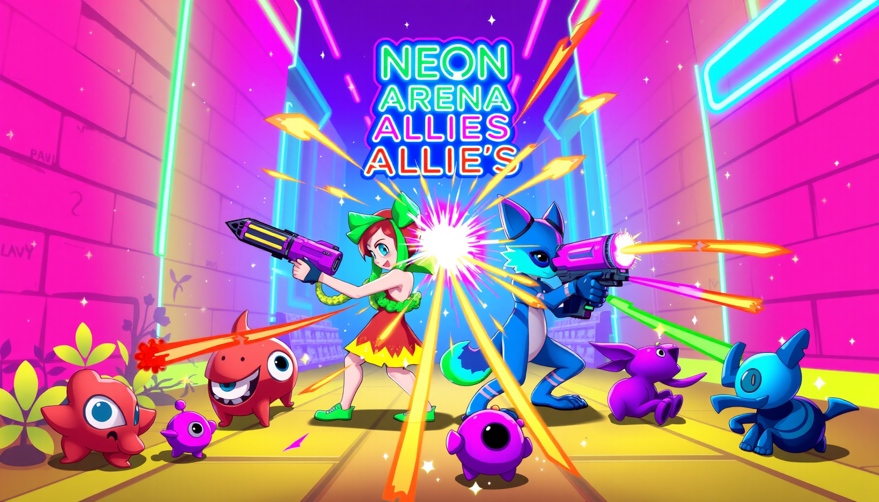 Neon Arena Allies - Maze Shooter Arcade by Jabali AI