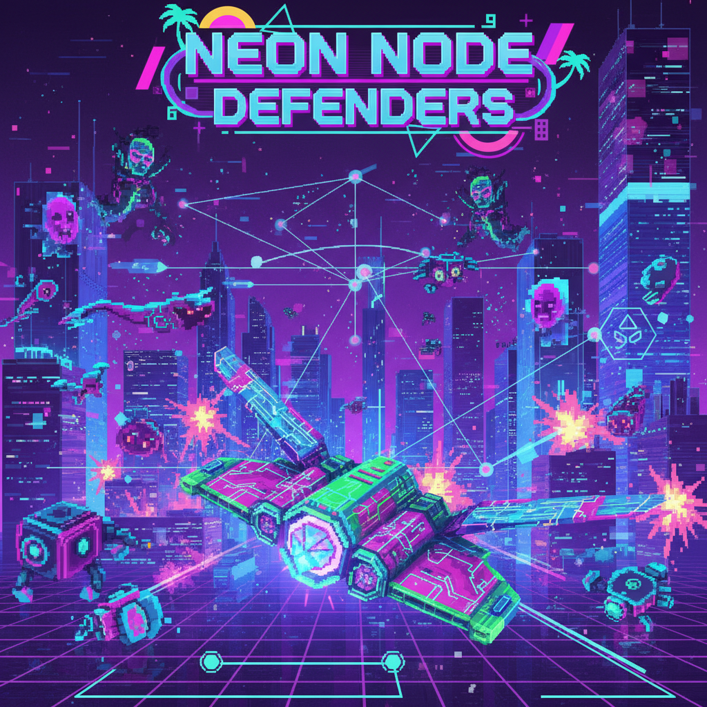 Neon Node Defenders - Fixed Shooter Arcade by Jabali AI