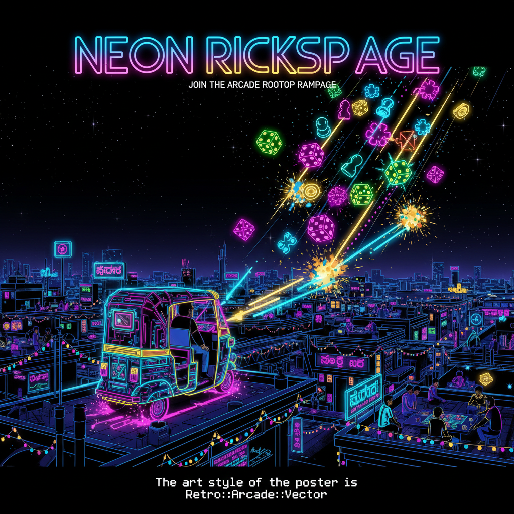 Neon Rickshaw Rampage - Fixed Shooter Arcade by Jabali AI