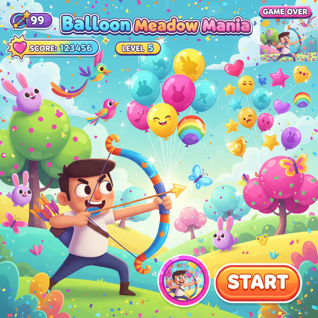 Balloon Meadow Mania - Fixed Shooter Arcade by Jabali AI