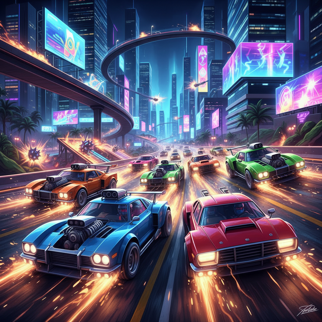 Neon Velocity: Combat Rush - 3D Racing by Jabali AI