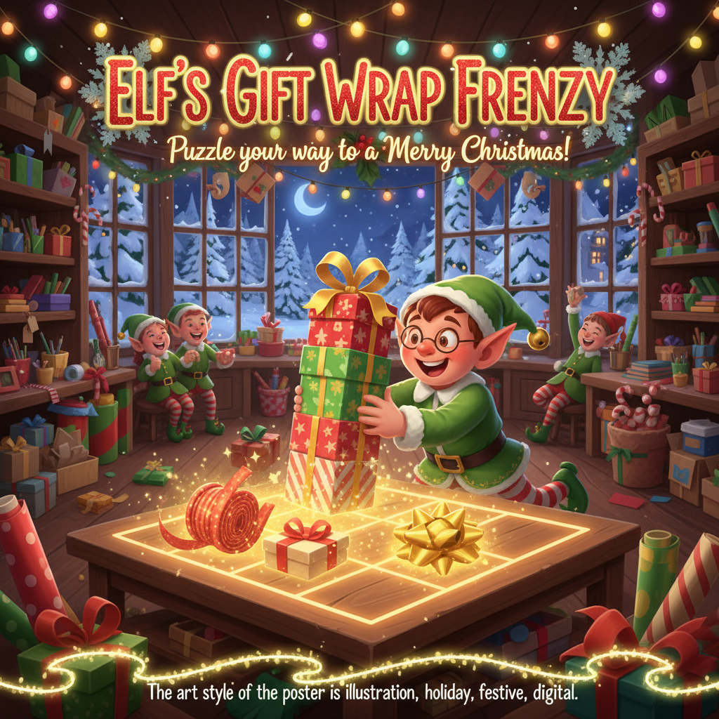 Elf’s Gift Wrap Frenzy - Grid-Based Puzzle by Jabali AI