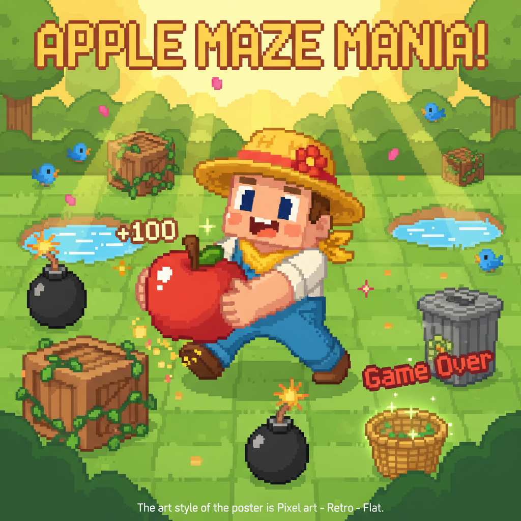 Apple Maze Mania - Grid-Based Puzzle by Jabali AI